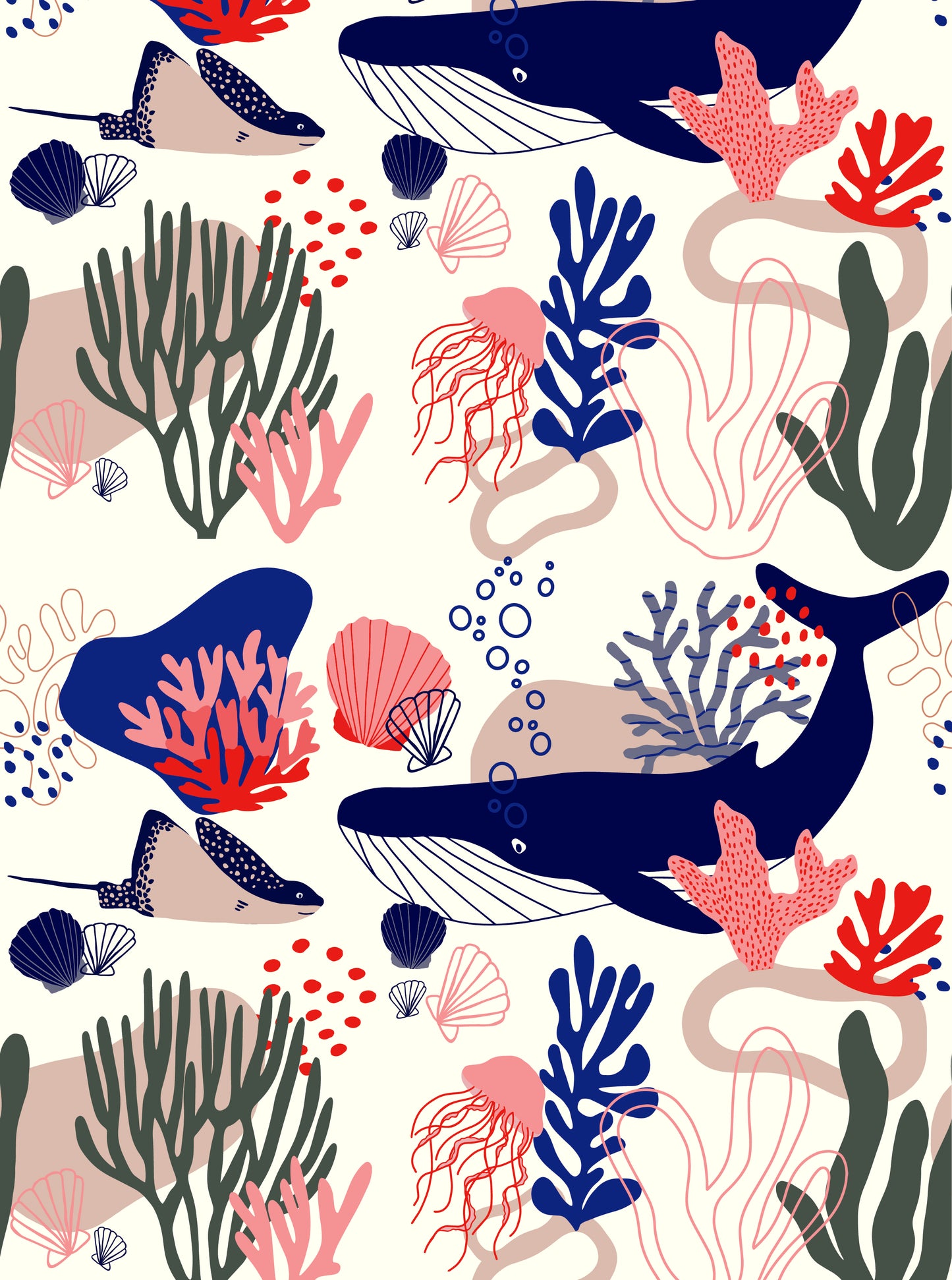 Kindertapete Unterwasserwelt in Premiumqualität mit Wal, Muscheln & Co ...