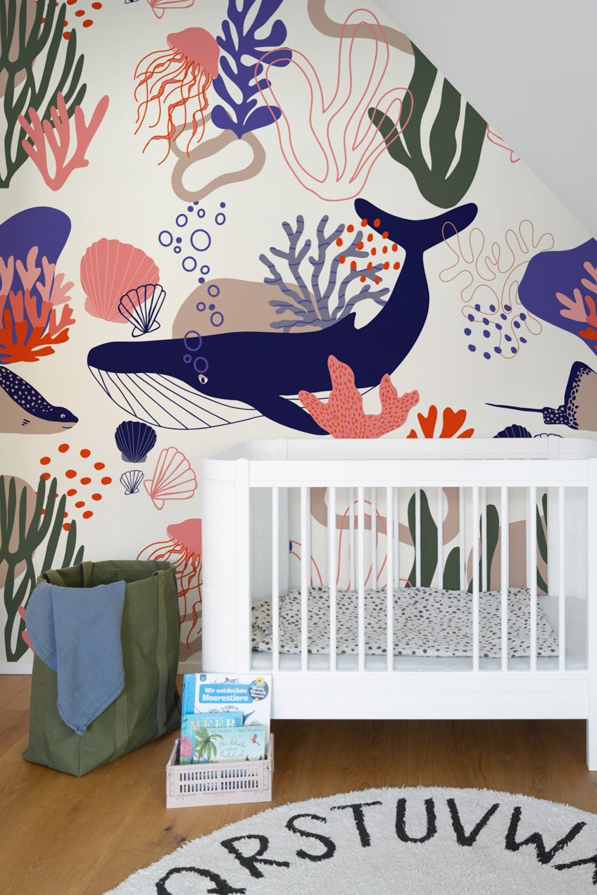 Kindertapete Unterwasserwelt in Premiumqualität mit Wal, Muscheln & Co ...